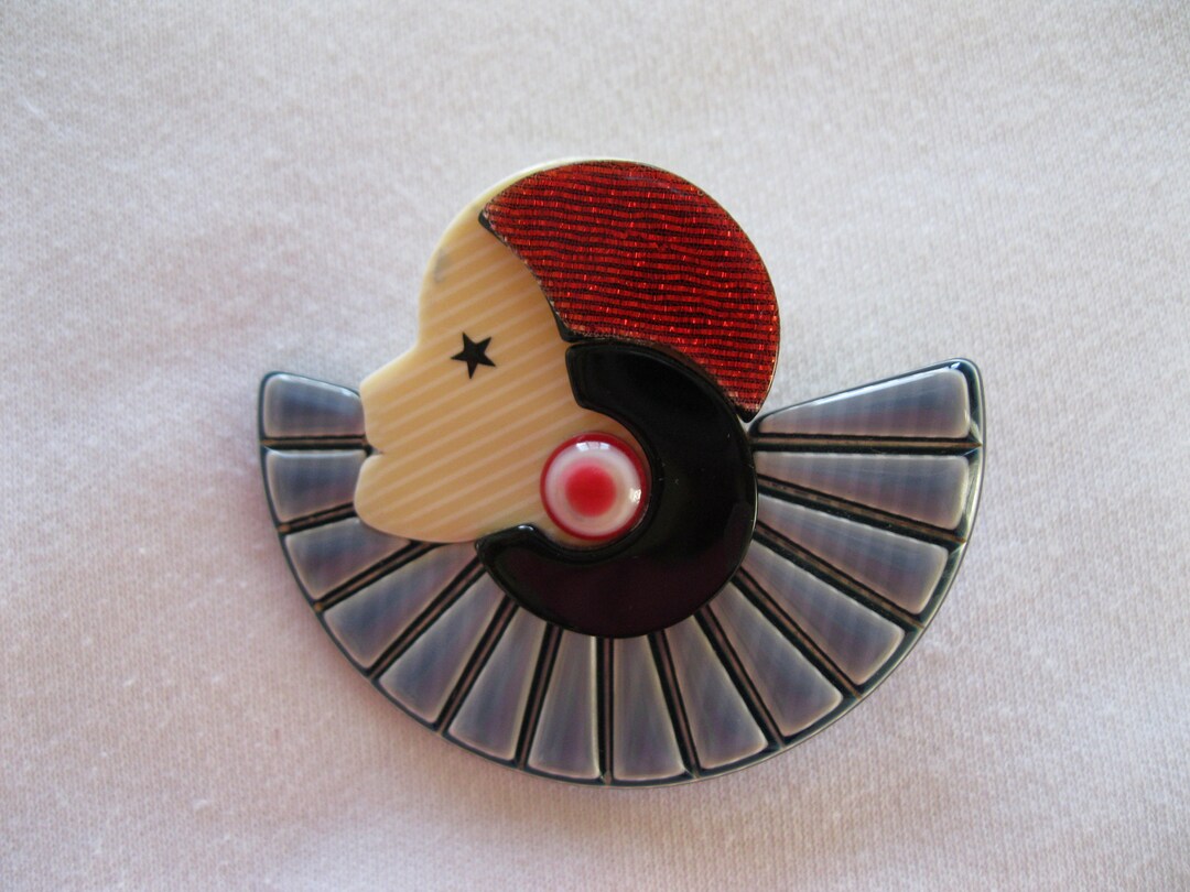 Collerette the Deco Lady Head Pin by French Designer Lea Stein - Etsy