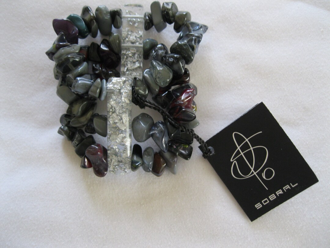 Stunning Carlos Sobral Brazil Resin Stretch Bracelet With Stone Colored ...
