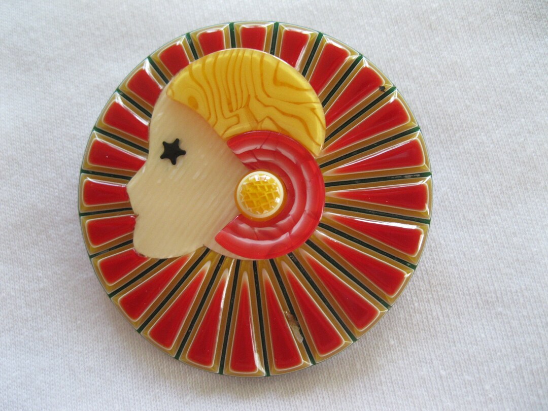 Collerette the Deco Lady Head Pin by French Designer Lea Stein - Etsy