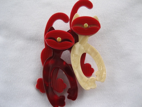 Double Felix Cat Pin by French Designer Lea Stein | Etsy