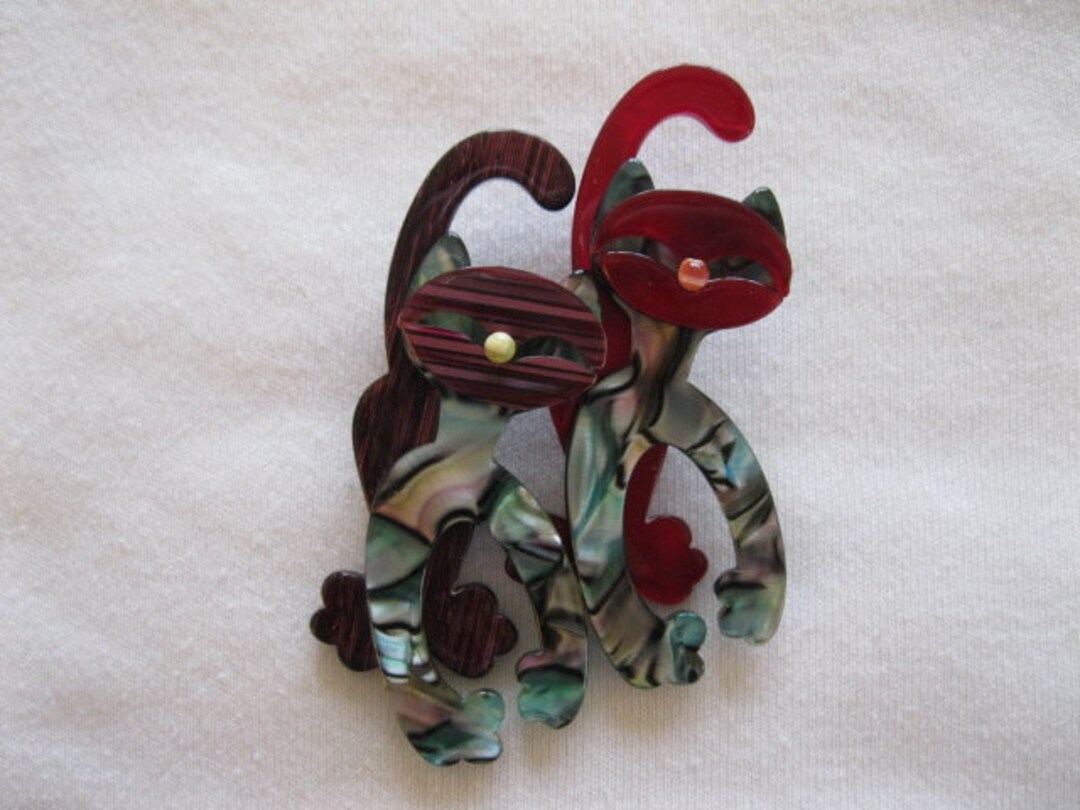 Double Felix Cat Pin by French Designer Lea Stein - Etsy