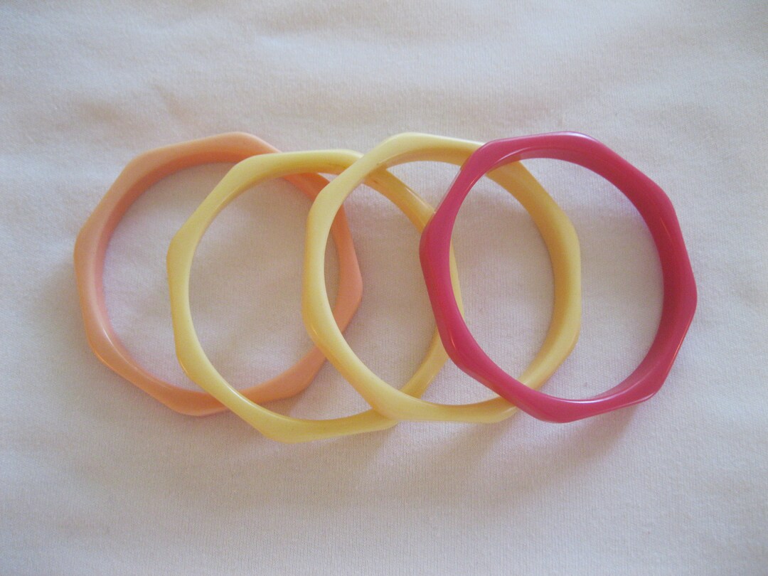 4 French Designed Octagon Shaped Resin Bangle Bracelets - Etsy