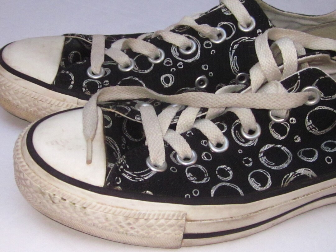 Vintage CONVERSE ALL STAR Black With Silver Circle Design Low Top ...