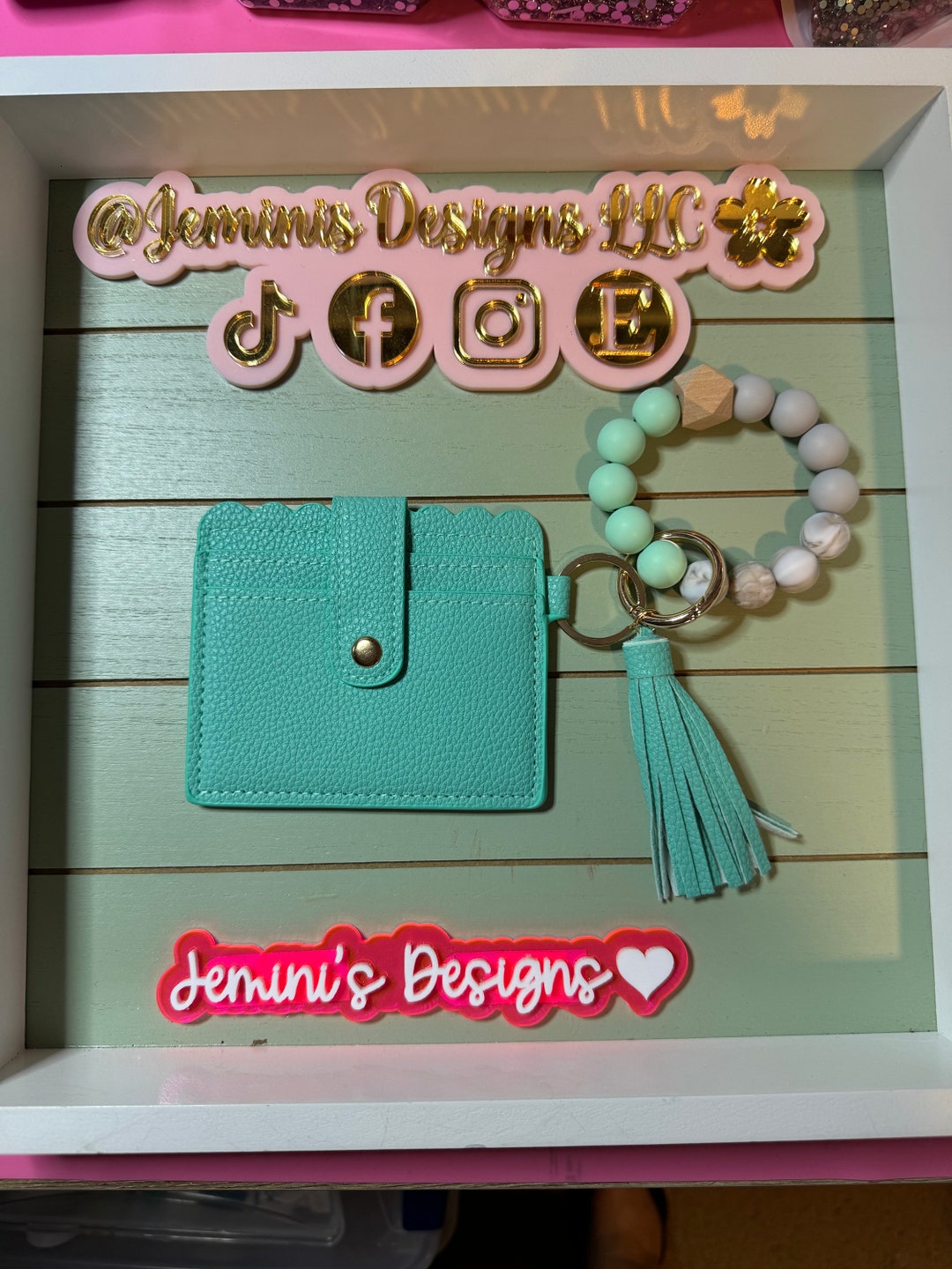 Stretchy/elastic Beaded Pattern Grey/ Turquoise Marble Keychain and ...