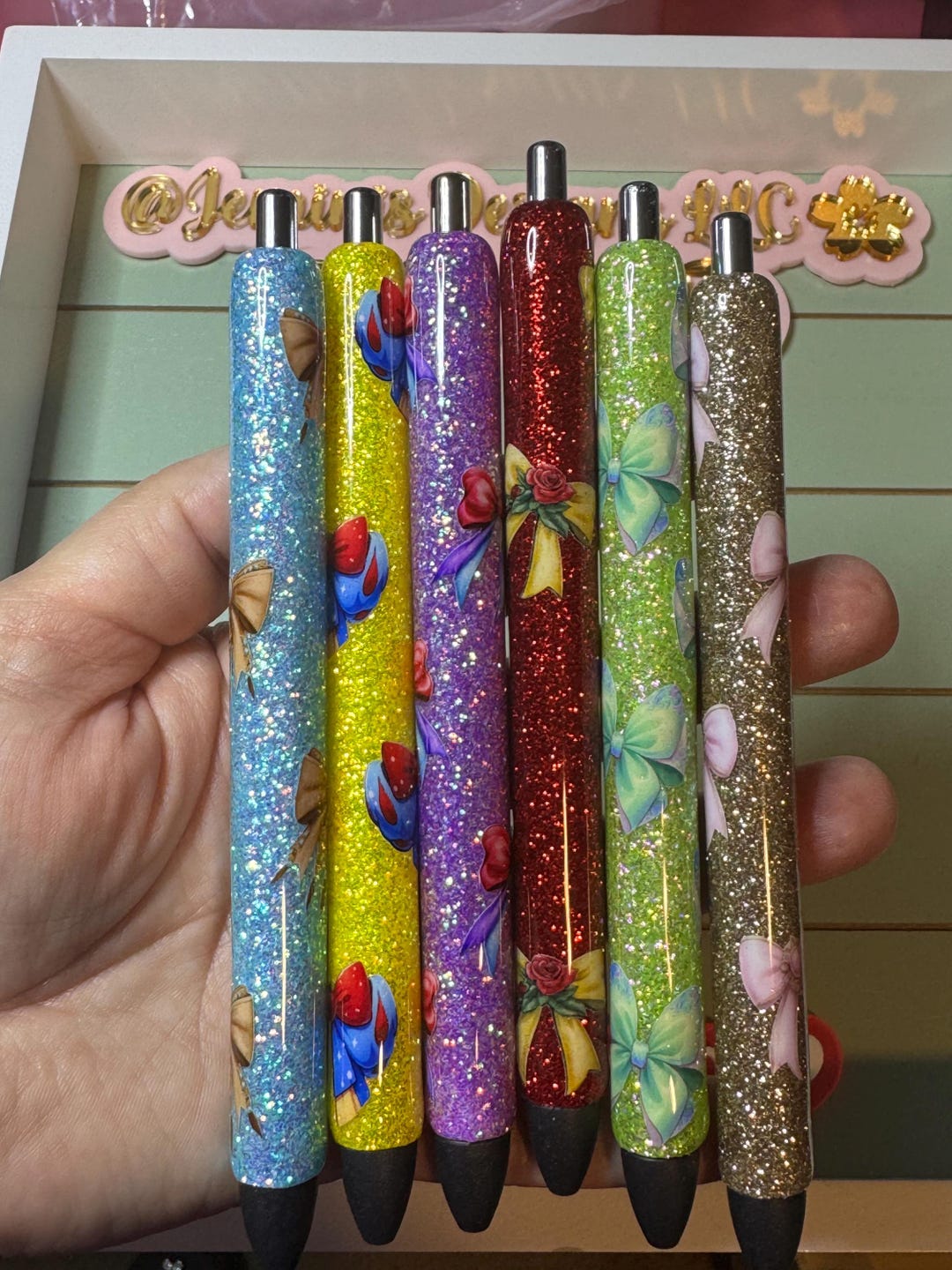 Princess Bow Glitter Pen, Bow Glitter Pen With Lots of Sparkle. Custom ...