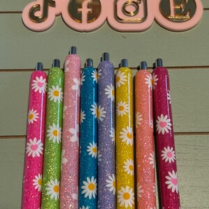 Daisy Glitter Pen, Sunflower Glitter Pen With Lots of Sparkle. Floral ...