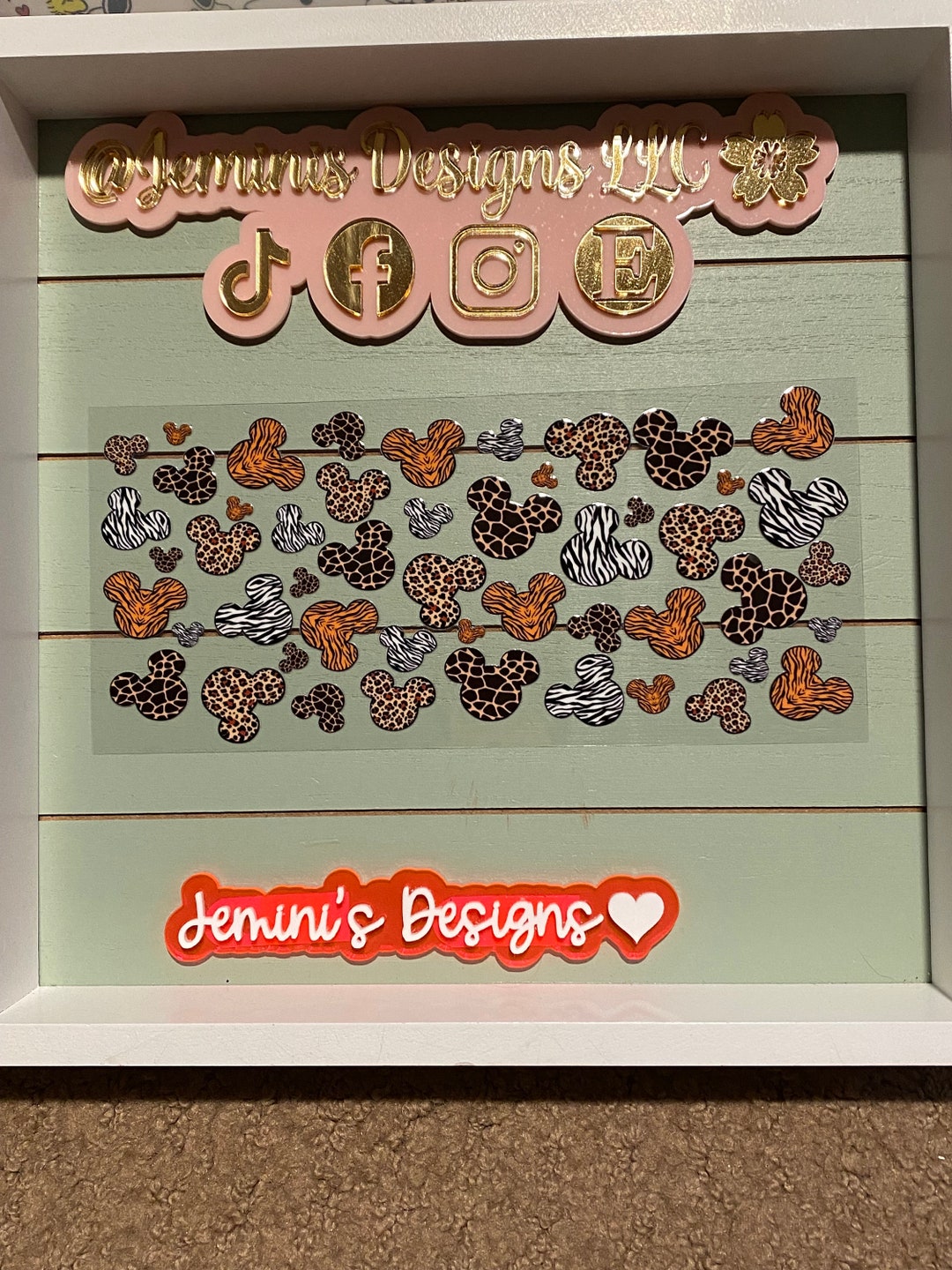 UV DTF 16 Oz Glass Can Ready to Press| Girl Mouse Ears Animal Prnt ...