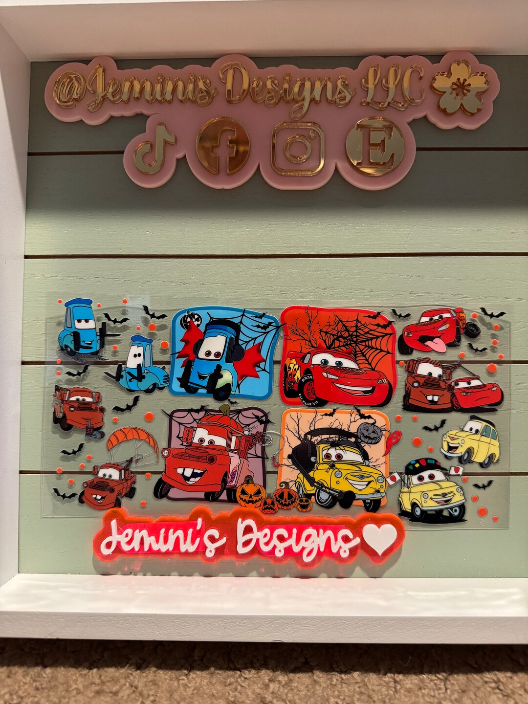 Car Characters Wrap/checkered Flags 16oz Uvdtf Cup Wrap Ready to Press ...