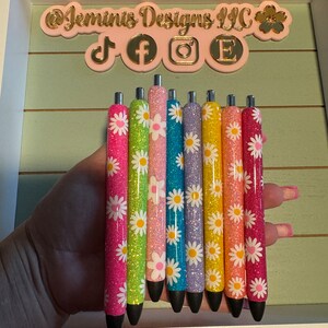 Daisy Glitter Pen, Sunflower Glitter Pen With Lots of Sparkle. Floral ...