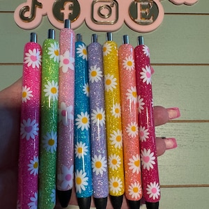Daisy Glitter Pen, Sunflower Glitter Pen With Lots of Sparkle. Floral ...