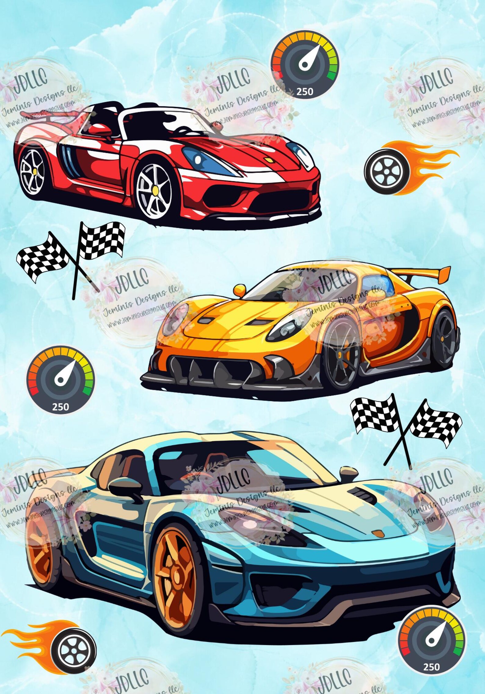 Race Cars Composition Cover PNG, Canva 5 Editable Composition Cover ...