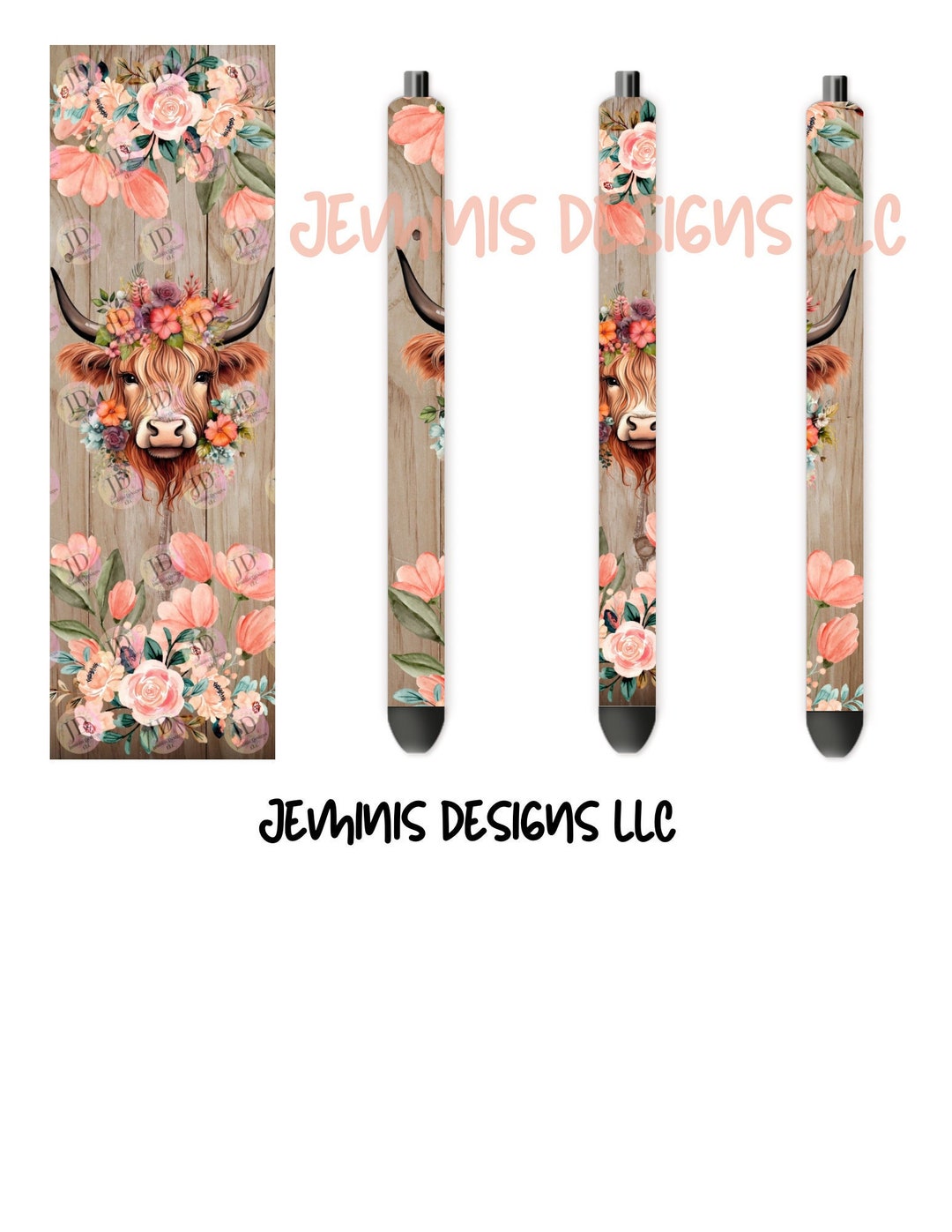 Highland Cow Pen Wrap [PNG] Digital File| Peach Cow Png| Highland Cow ...