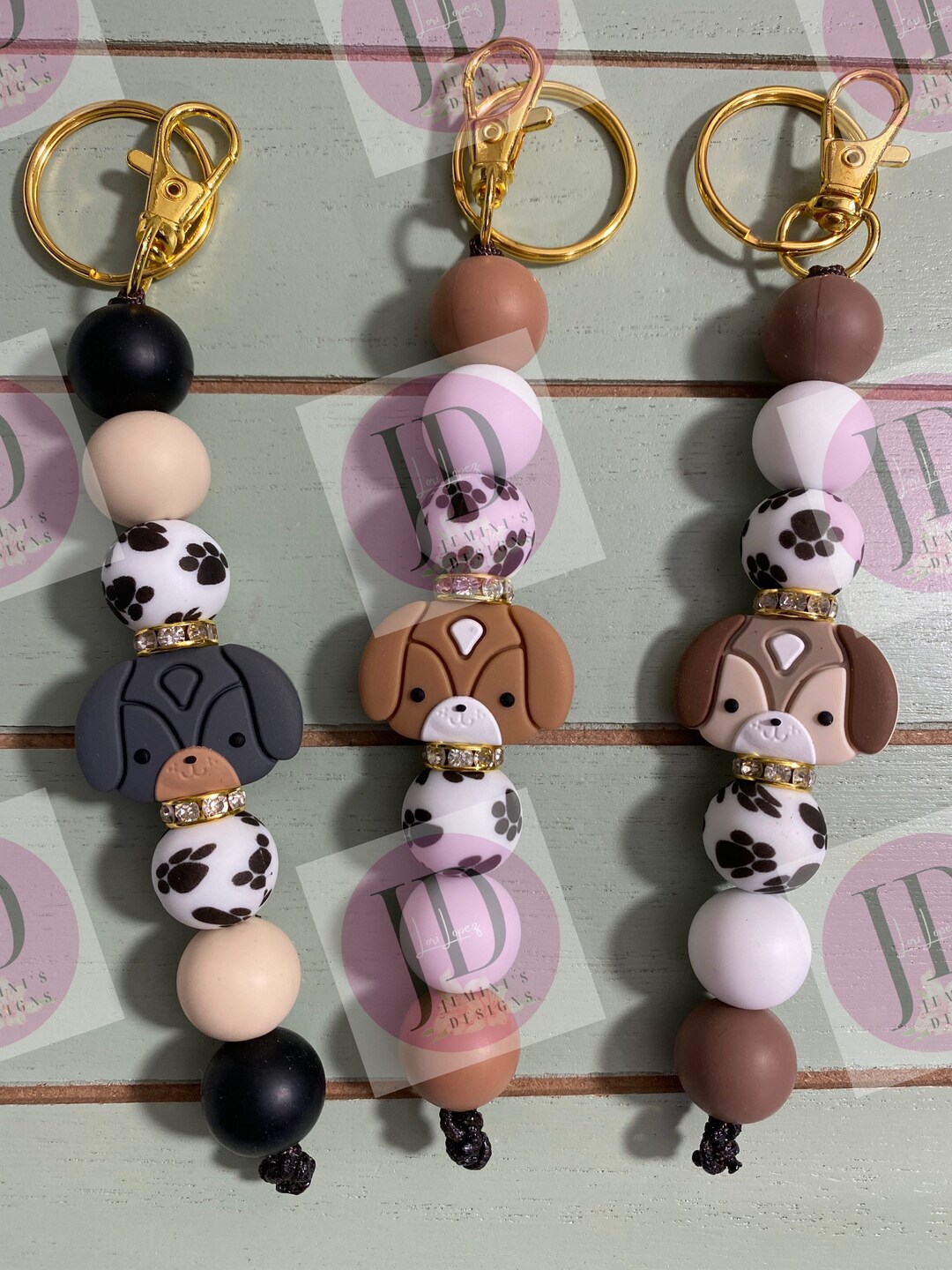 Ready to Ship Adorable Puppy/dog Bling Beaded Keychain/beaded Mini ...