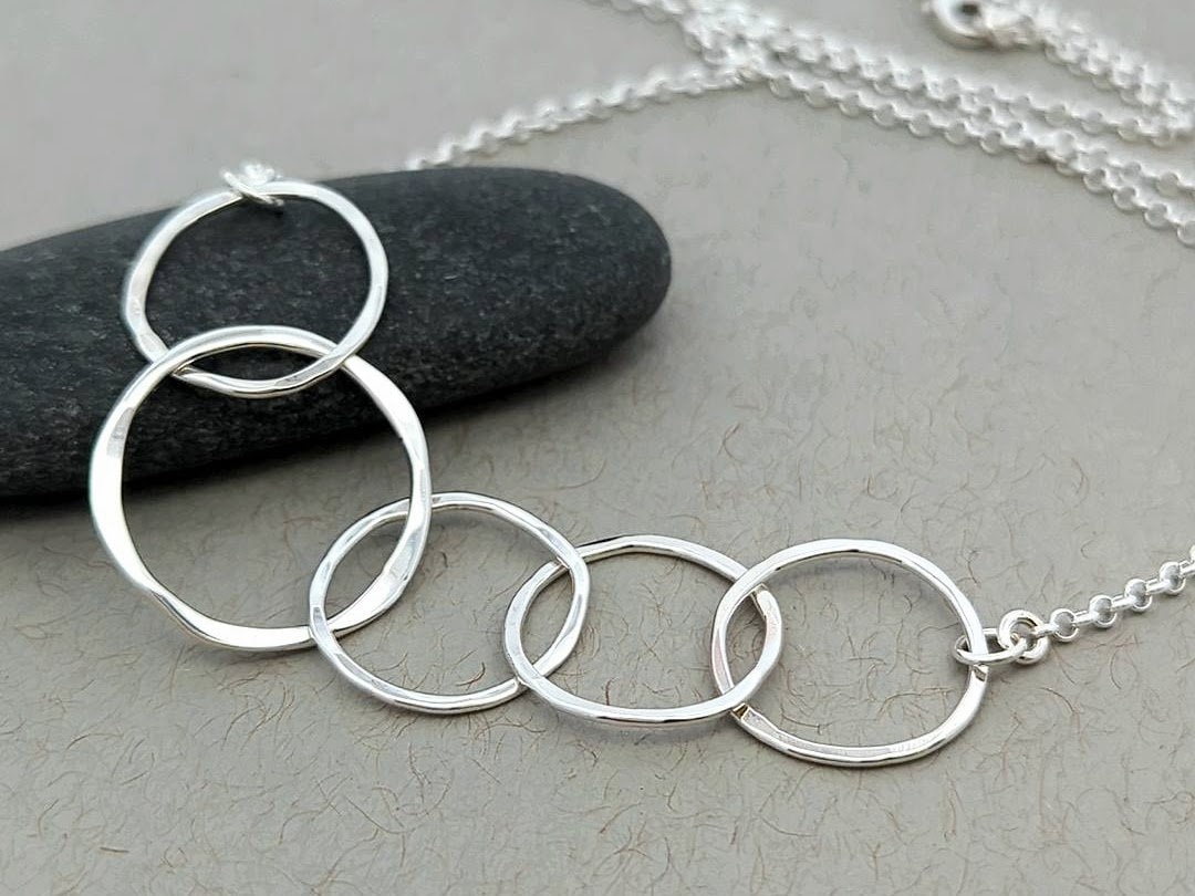 Chain Link Necklace, Sterling Silver Circle Necklace, Large Link Chain ...
