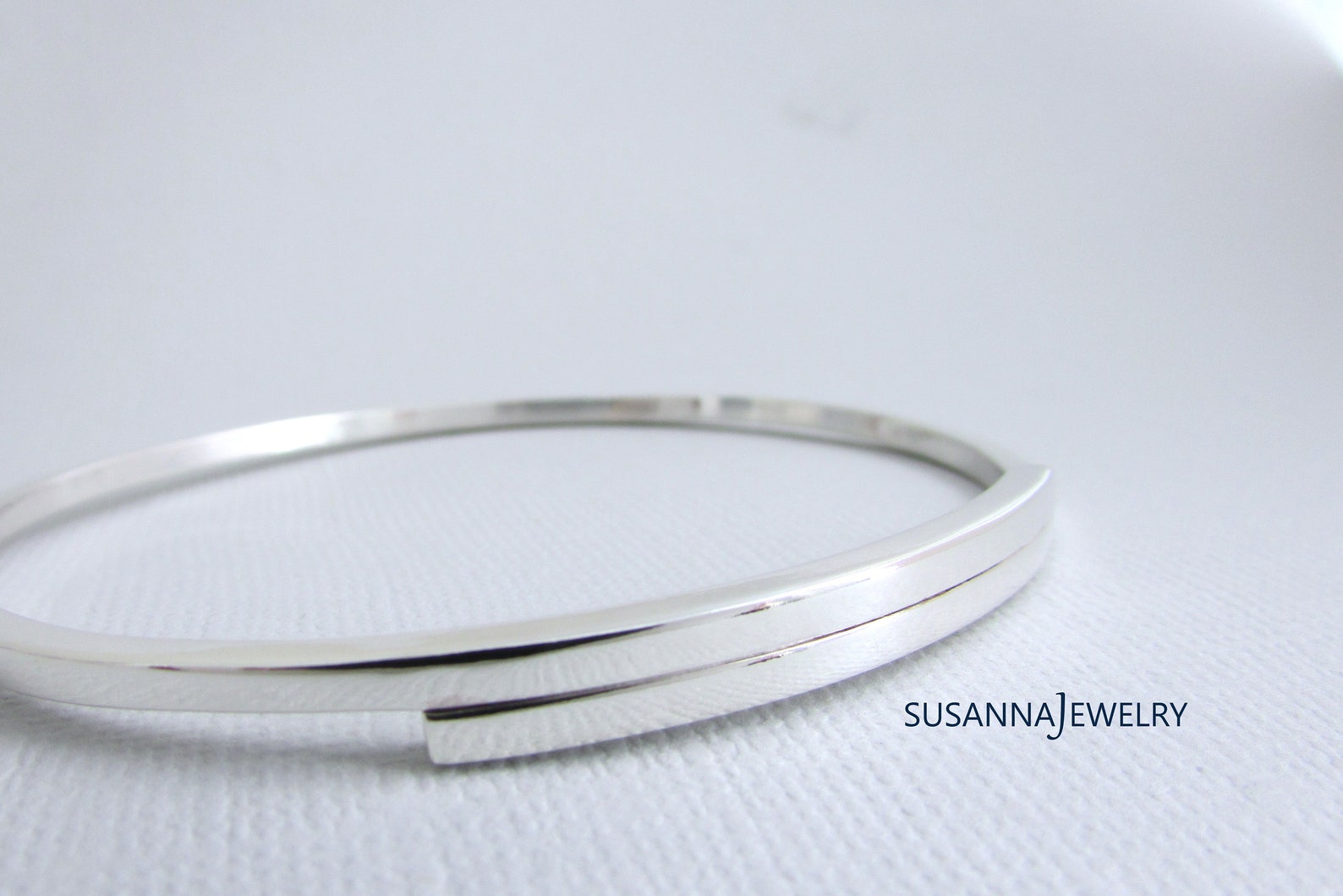 Sterling Silver Modern Simple Bracelet Artisan Silver Bangle | Etsy