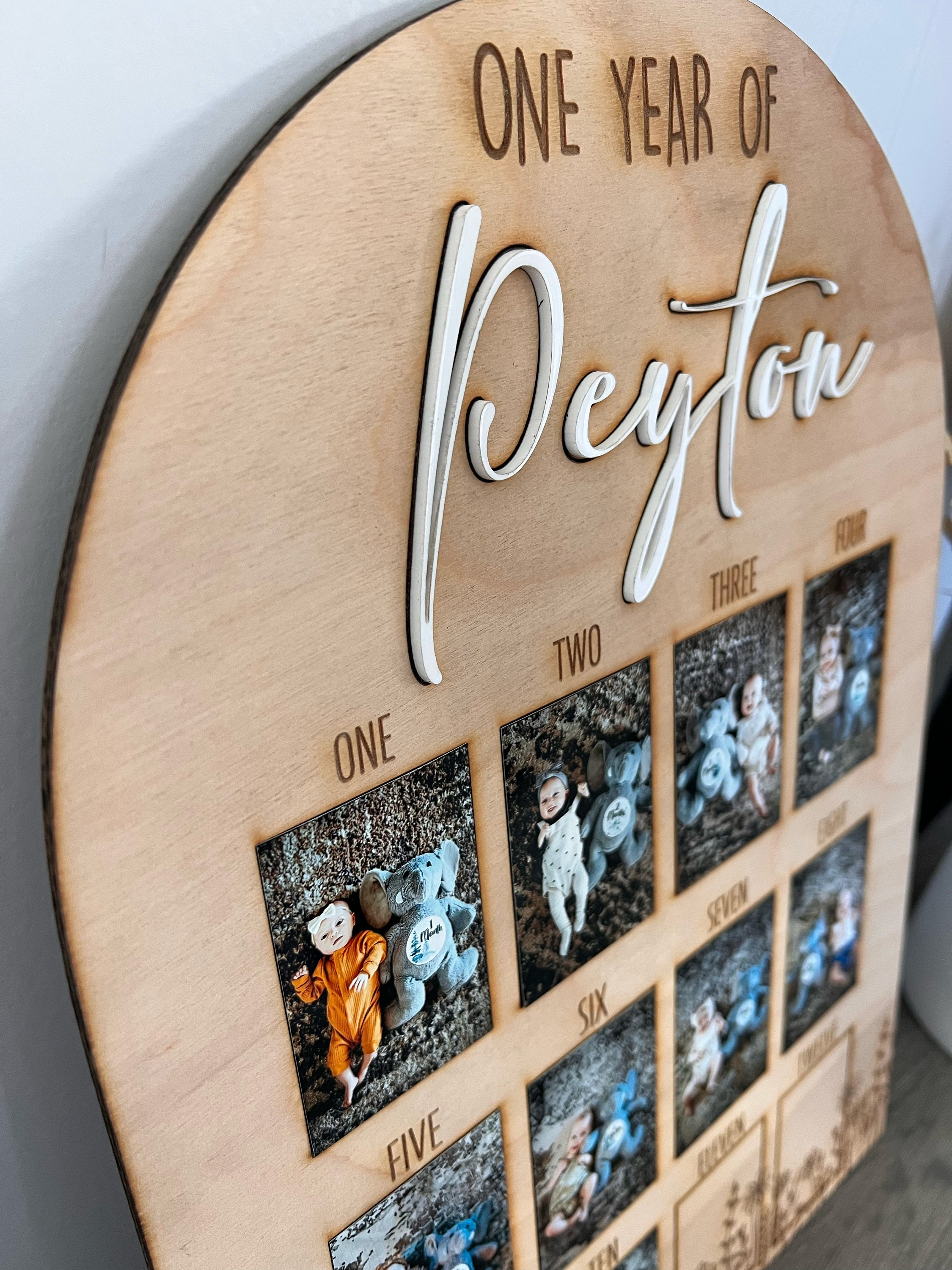 One Year Photo Board Wood Photo Board First Birthday - Etsy
