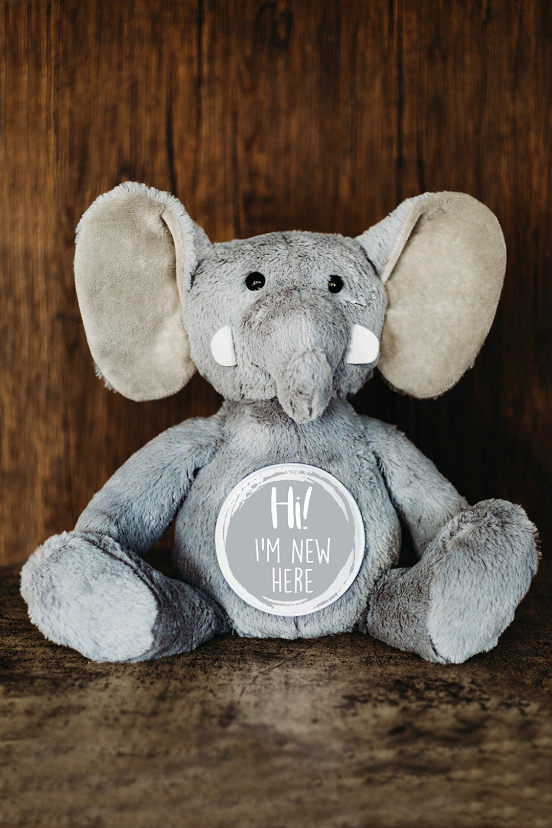 Elephant Solid Monthly Milestone Stuffed Animal, Monthly Growth Tracker ...