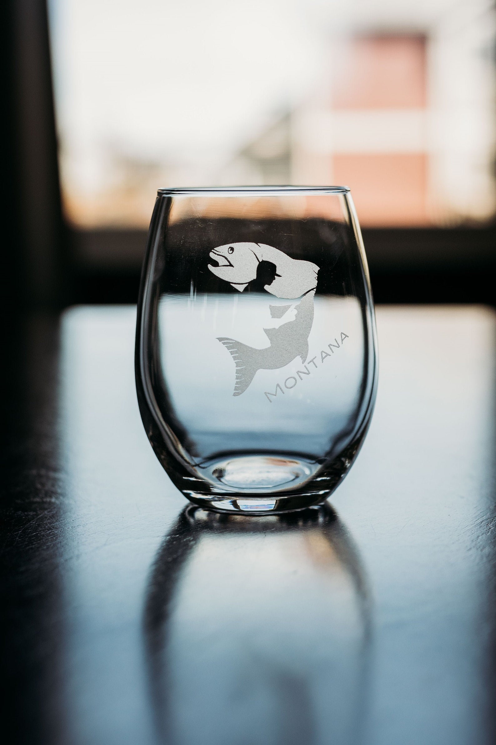Montana Fish Etched Wine Glass - Etched Wine Glass - Montana Gift ...
