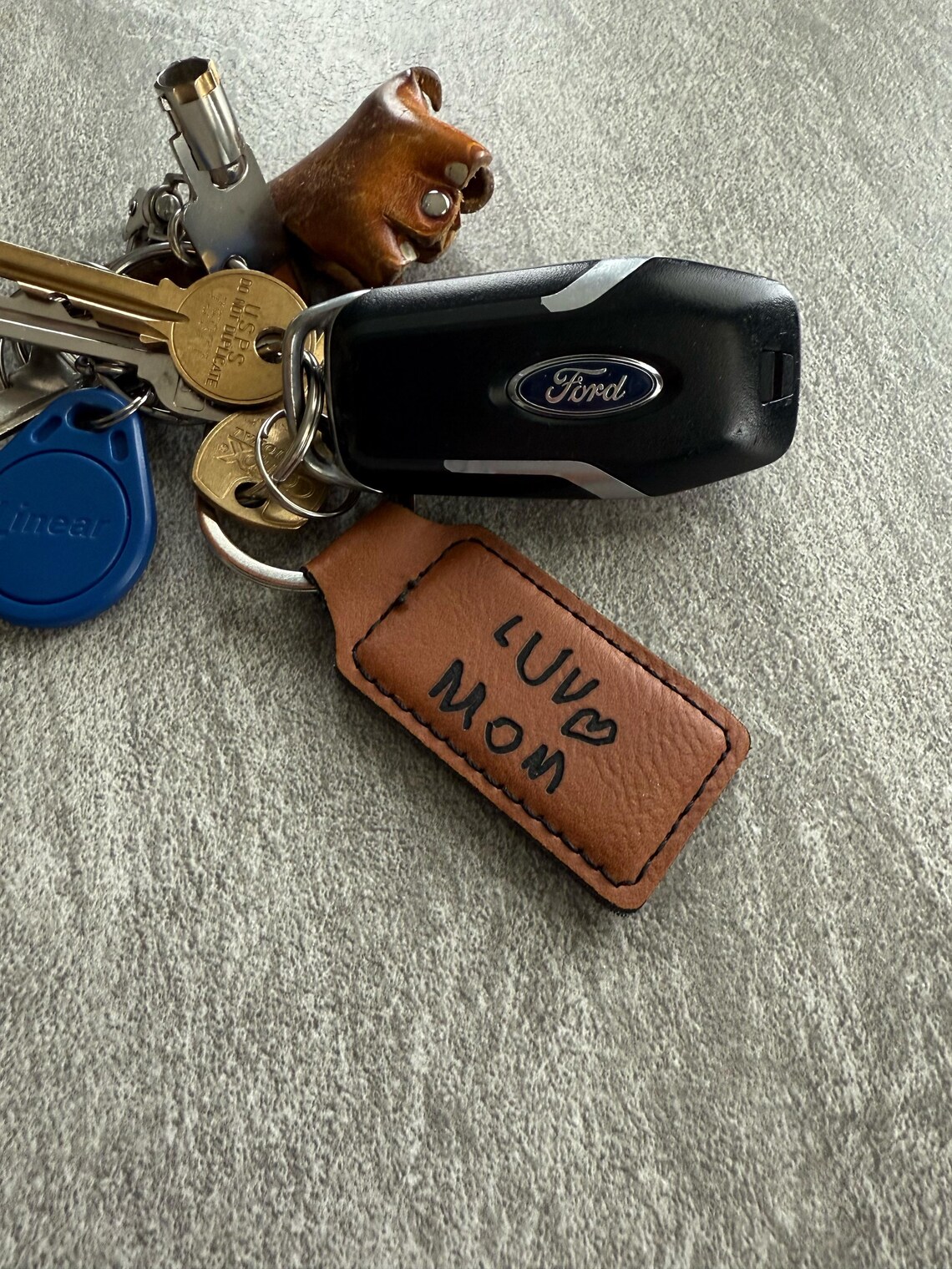 Kid's Handwriting Keychain, Custom Leather Keychain, Handwriting ...