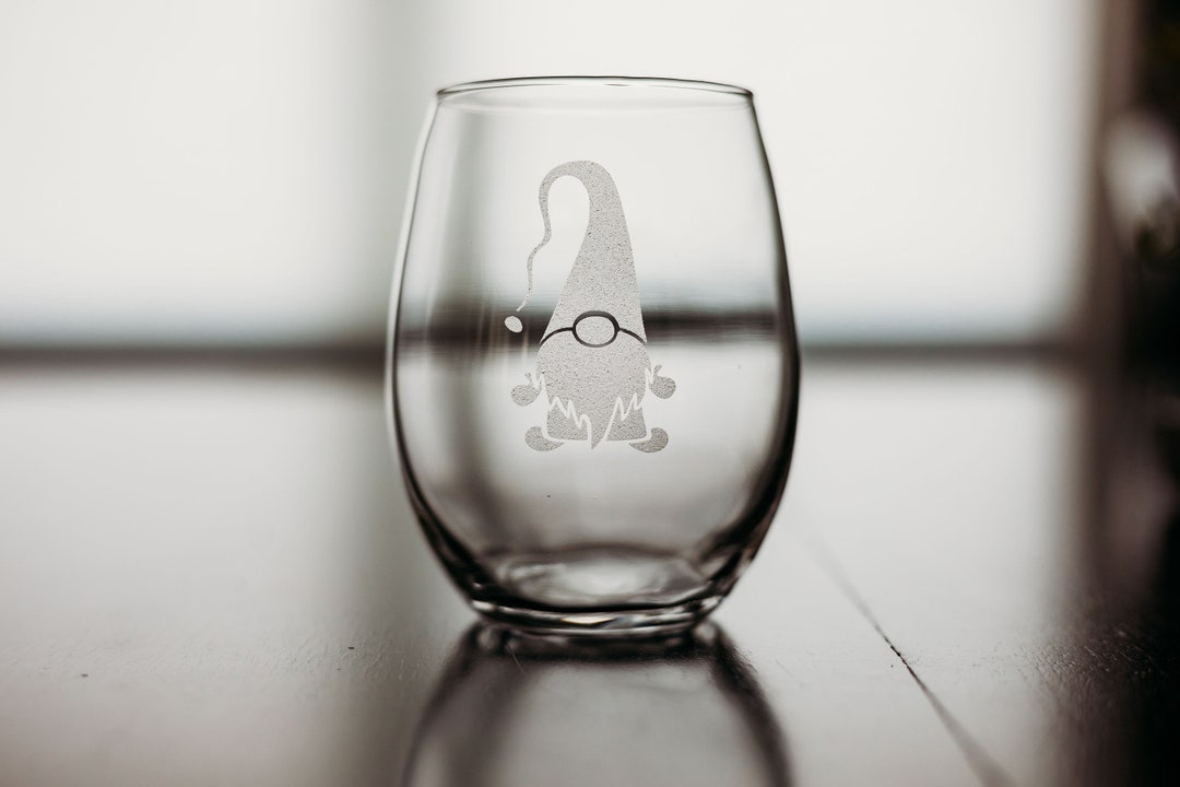 Fred The Gnome Stemless Wine Glass Etched Wine Glass Gnome Wine Glass Gnome T Custom T