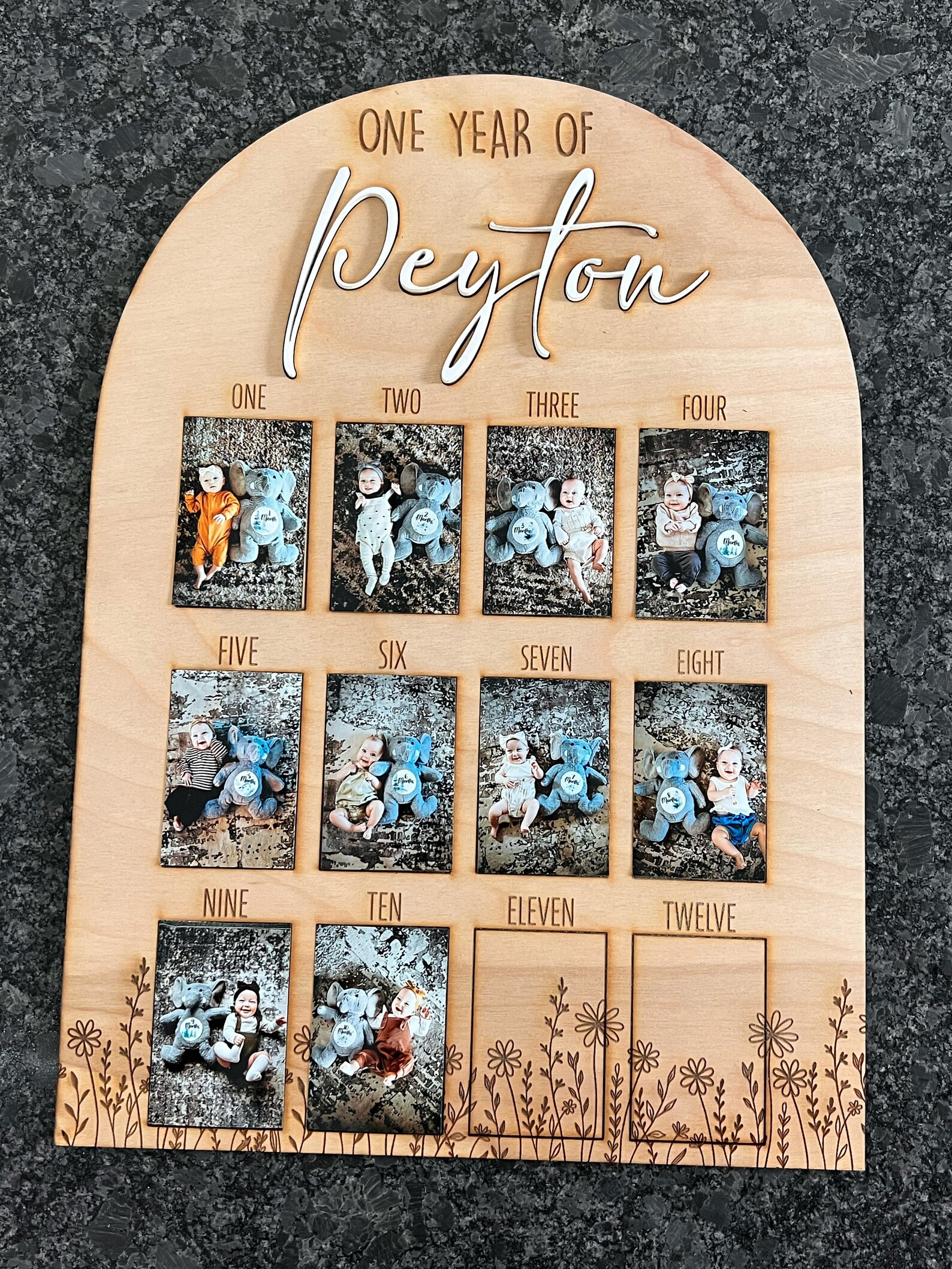 One Year Photo Board Wood Photo Board First Birthday - Etsy