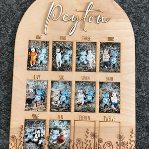 One Year Photo Board, Wood Photo Board, First Birthday Display, Baby ...