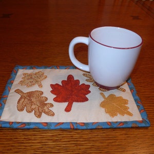 PDF Pattern for Fall Leaves Mug Rug, Autumn Mug Rug Pattern, Leaf Mini ...