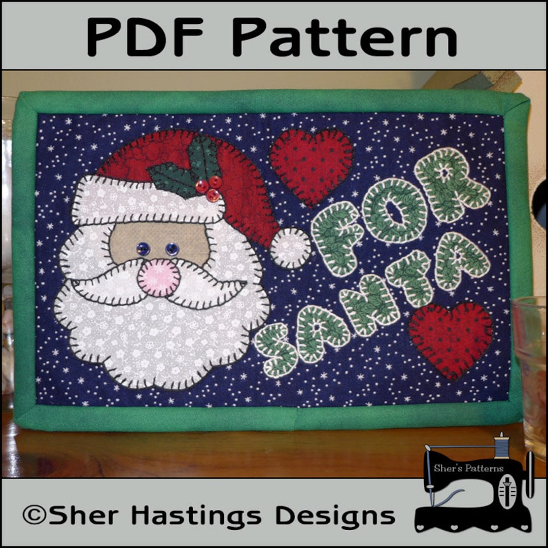 PDF Pattern for Santa Mug Rug, Santa Mug Rug Pattern, Christmas Mini ...