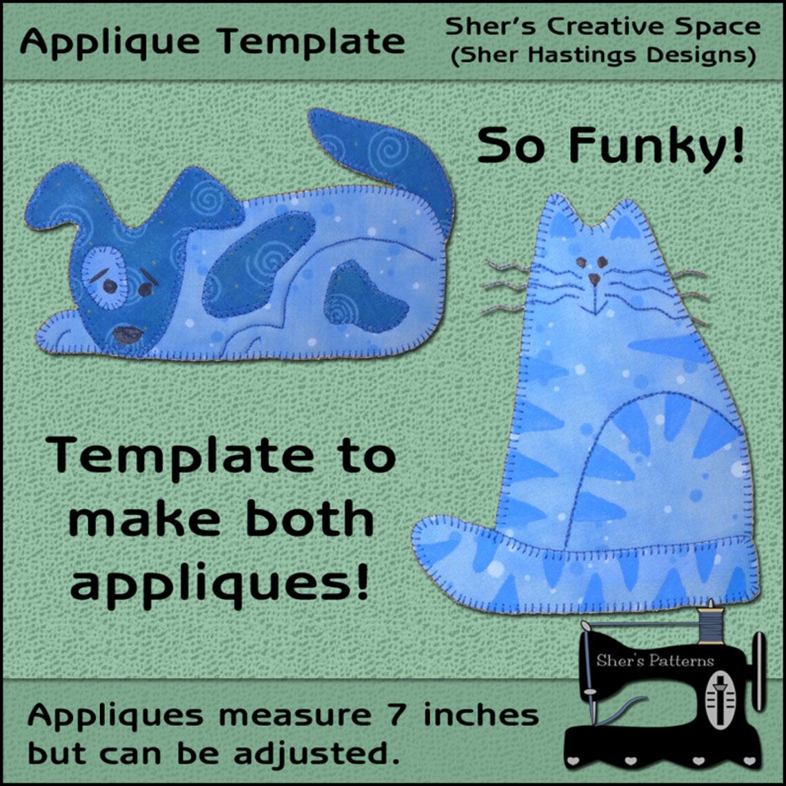 Funky Cat Applique Template, Dog Applique Template - Cat Applique ...