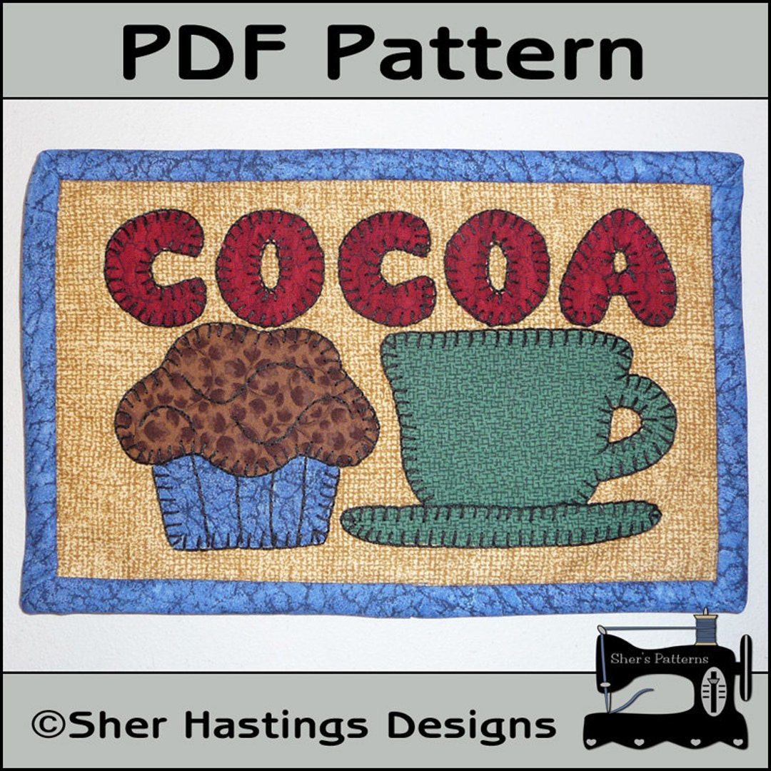 PDF Pattern for Hot Cocoa Mug Rug, Hot Cocoa Mug Rug Pattern, Cocoa ...