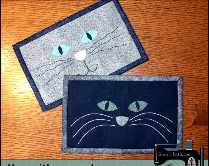 Cat Mug Rug Printable Sewing Pattern and Tutorial PDF Download - Etsy ...