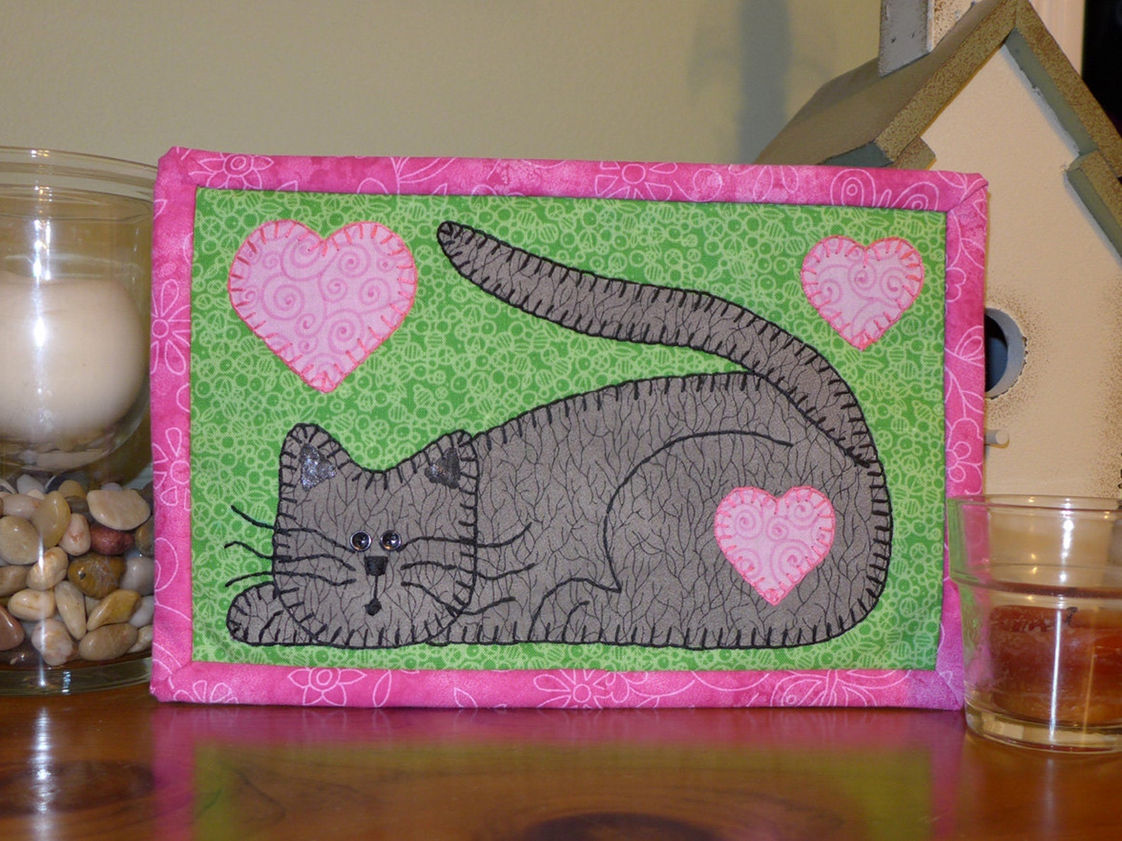 PDF Pattern for Cat Mug Rug, Kitten Mug Rug Pattern, Kitten Mini Quilt ...