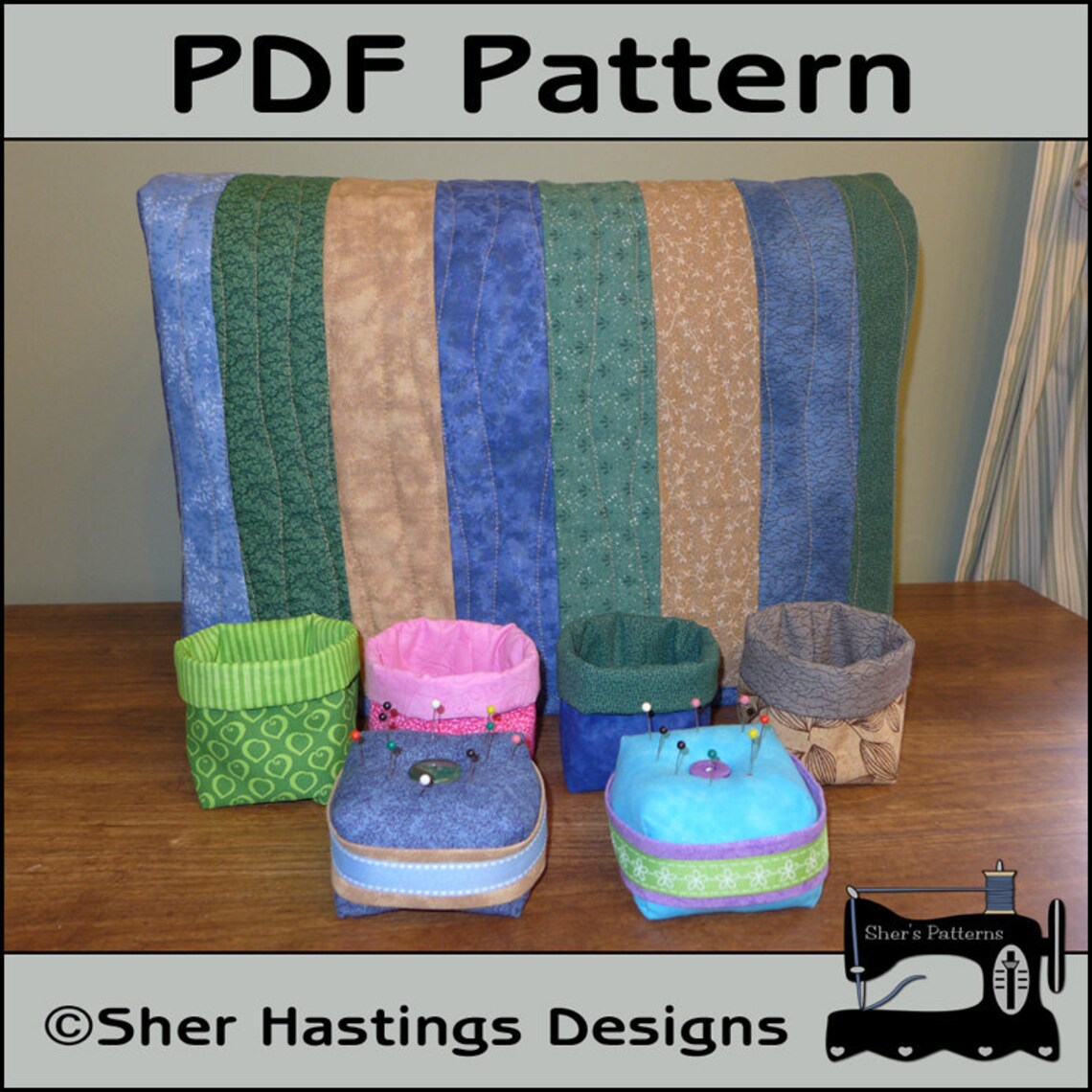 PDF Pattern for Sewing Machine Dust Cover, Pincushion Pattern, Thread ...