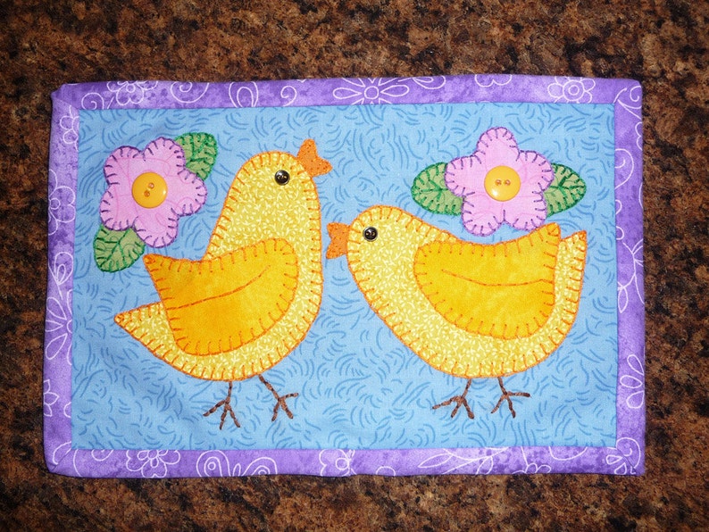 PDF Pattern for Chicks Mug Rug, Easter Mug Rug Pattern, Chicks Mini ...