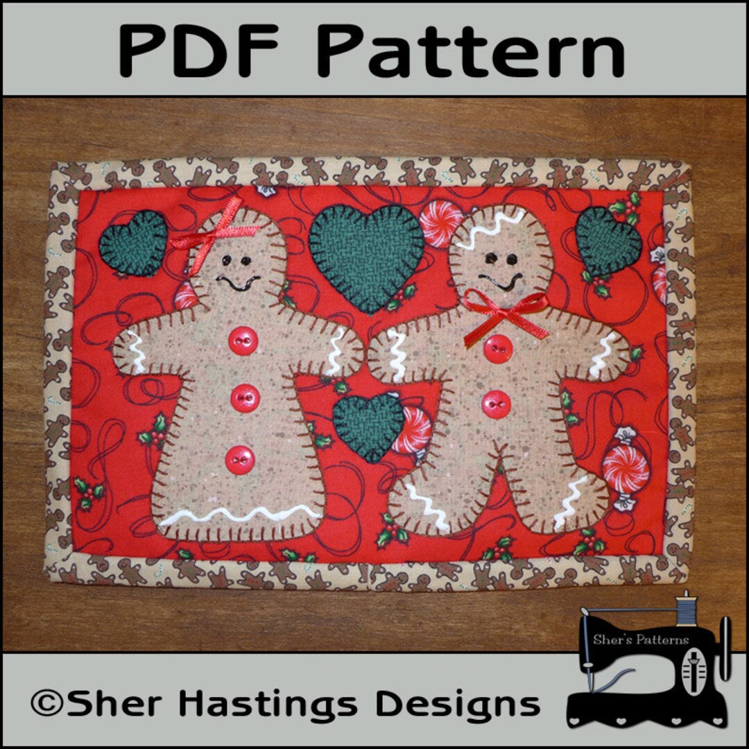 PDF Pattern for Gingerbread Mug Rug, Christmas Mug Rug Pattern ...