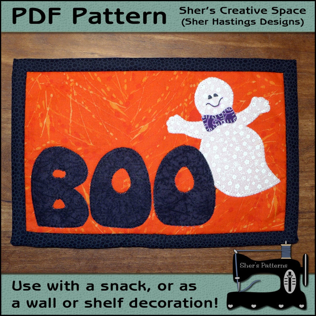 PDF Pattern for Halloween Mug Rug, Ghost Mug Rug Pattern, Ghost Mini ...