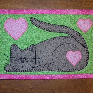 PDF Pattern for Cat Mug Rug, Kitten Mug Rug Pattern, Kitten Mini Quilt ...