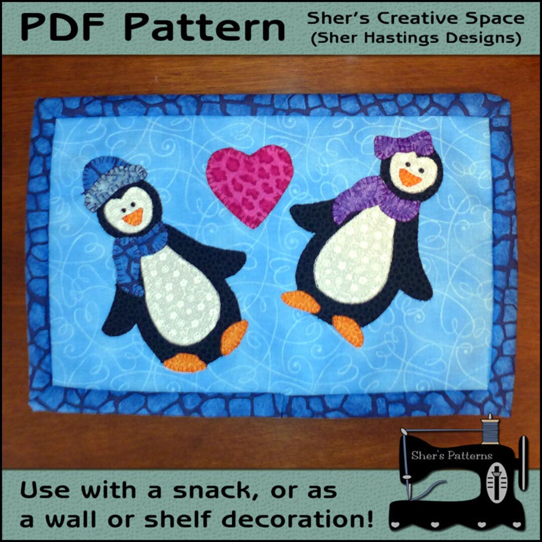 PDF Pattern for Penguins Mug Rug, Penguin Mug Rug Pattern, Penguin Mini ...