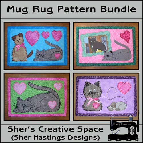 PDF Pattern for Cat Mug Rug Bundle Cat Pattern Bundle Mug - Etsy
