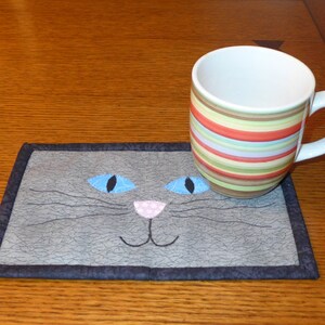 PDF Pattern for Cat Mug Rug, Cat Face Mug Rug Pattern, Cat Mini Quilt ...