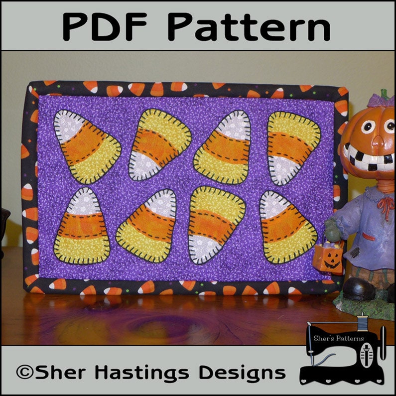 PDF Pattern for Candy Corn Halloween Mug Rug Halloween Mug | Etsy