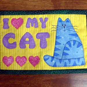 PDF Pattern for Love My Cat Mug Rug, Cat Mug Rug Pattern, Kitten Mini ...