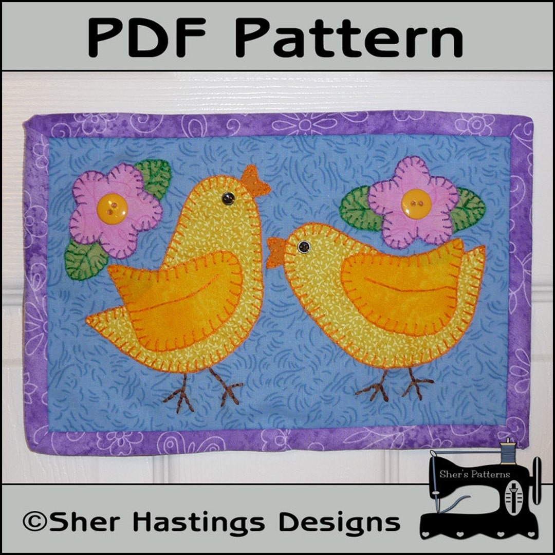 PDF Pattern for Chicks Mug Rug, Easter Mug Rug Pattern, Chicks Mini ...