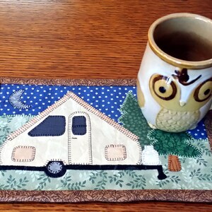 PDF Pattern for Camping Mug Rug, A Shape Camper Mug Rug Pattern, Camper ...