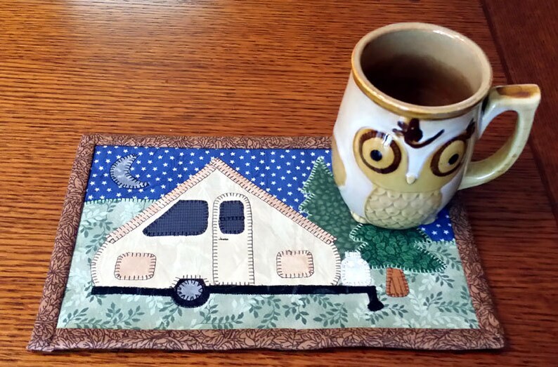 PDF Pattern for Camping Mug Rug A Shape Camper Mug Rug | Etsy