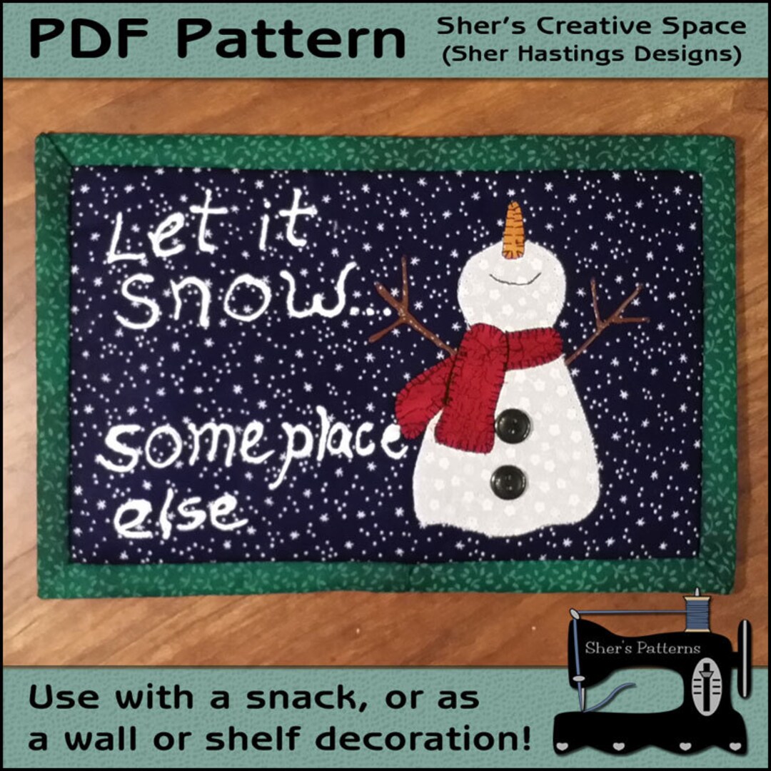 PDF Pattern for Snowman Mug Rug, Christmas Mug Rug Pattern, Let It Snow ...