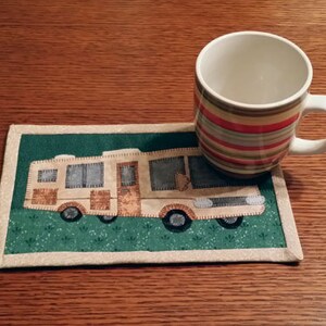 PDF Pattern for Motorhome Mug Rug, Motor Home Mug Rug Pattern, Camping ...