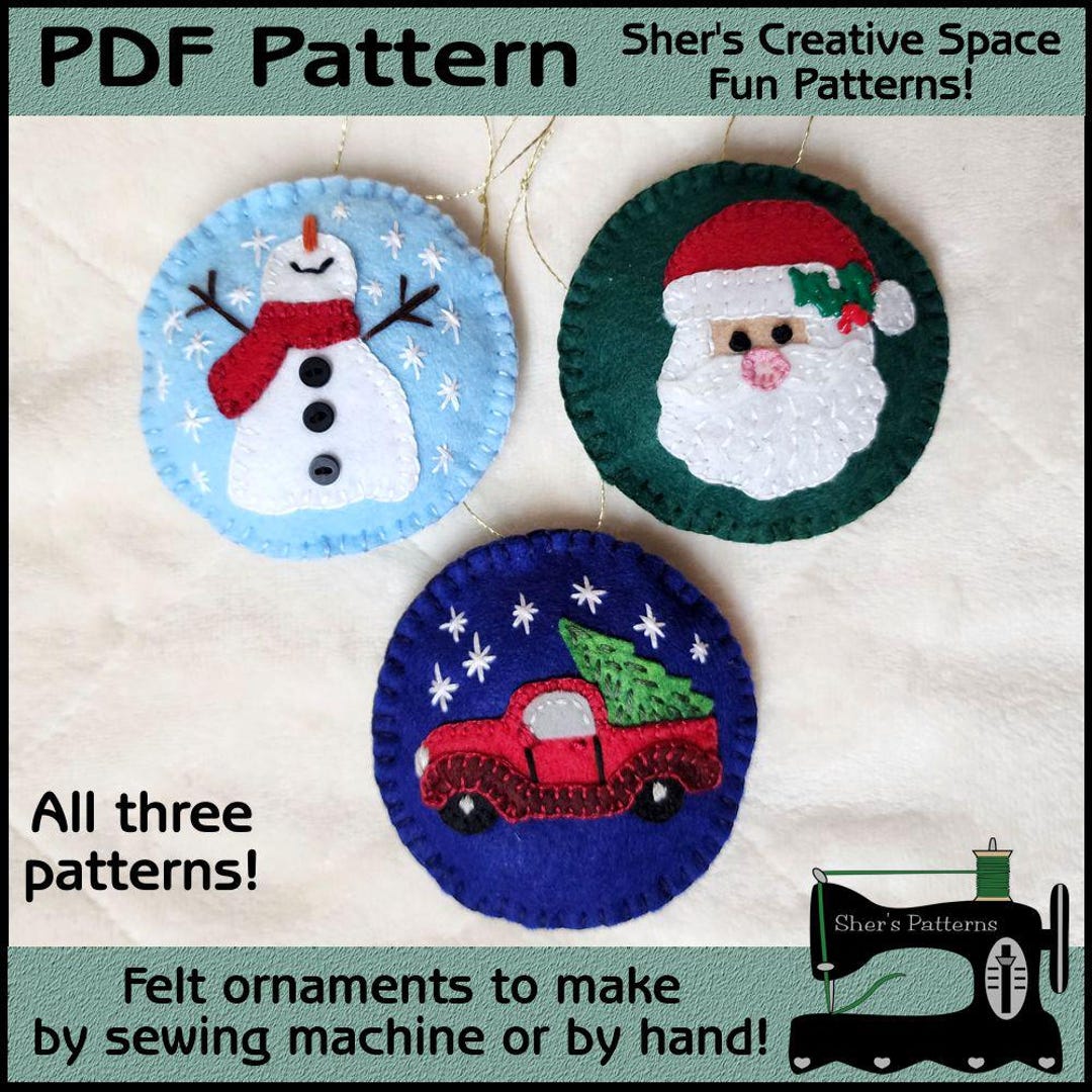 PDF Pattern for Felt Ornaments, Christmas Ornament, Christmas Decor ...