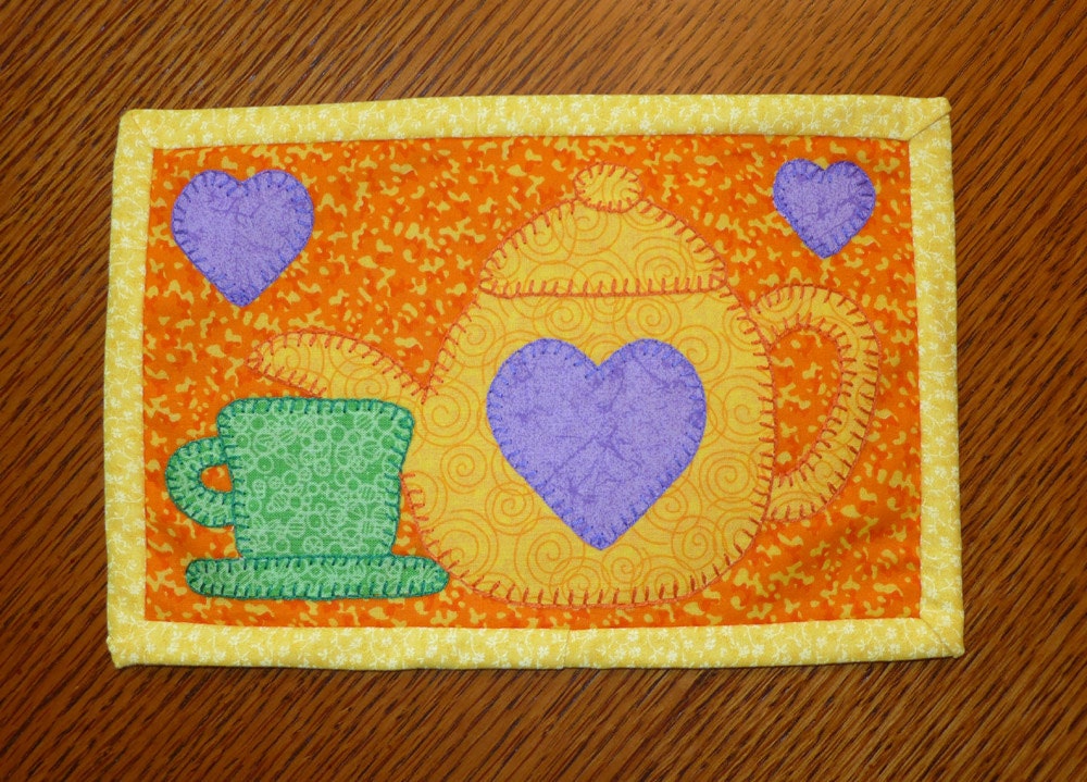 PDF Pattern for Tea Time Mug Rug, Teapot Mug Rug Pattern, Tea Mini ...