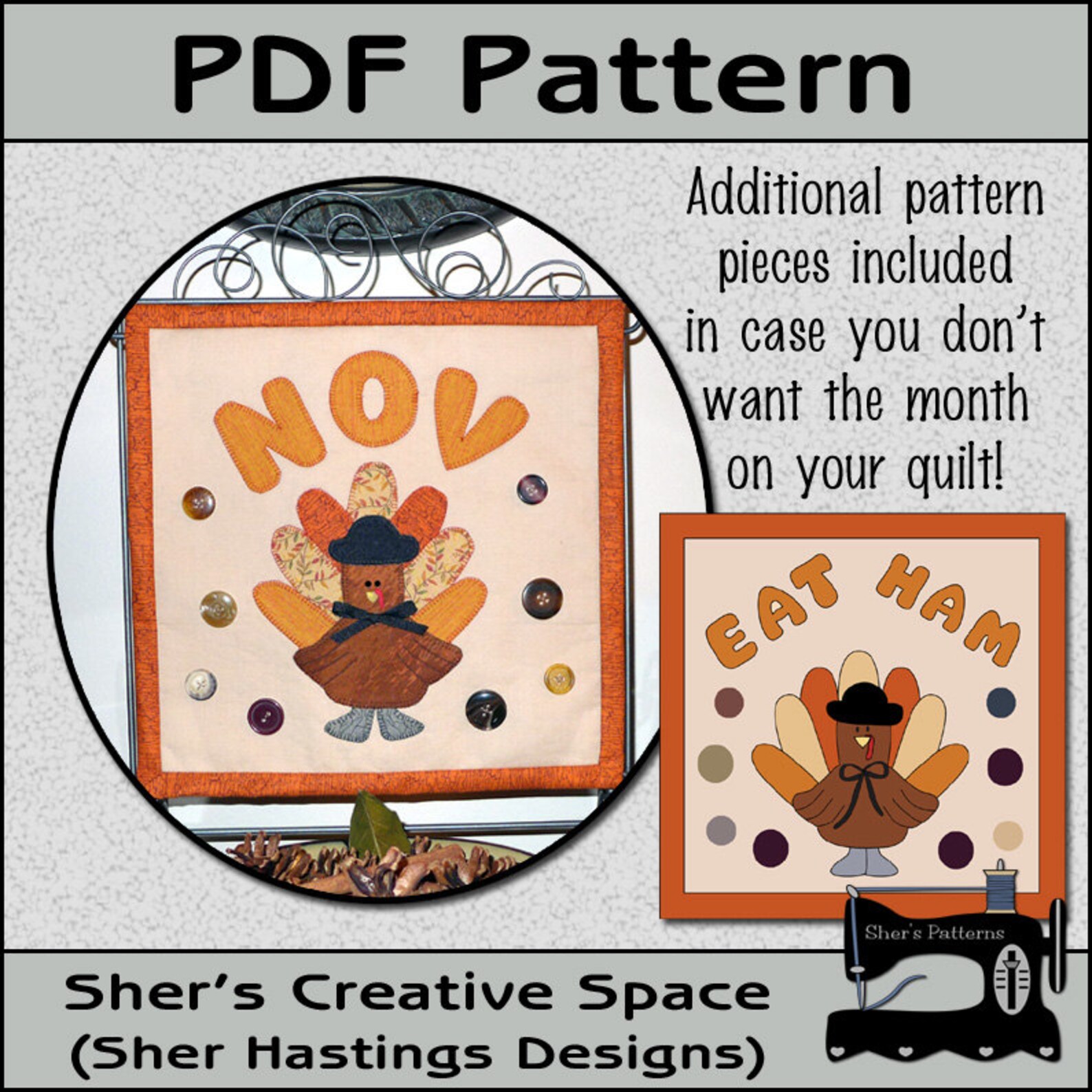 PDF Pattern for November Quilt Block of the Month, Applique Quilt ...